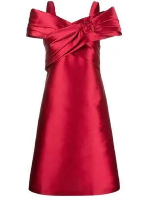 Alberta Ferretti Off-shoulder Bow Detail Dress - Red