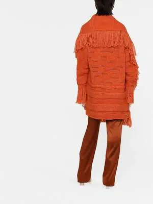 Stella McCartney Asymmetric Fringed Cardigan-coat - Orange