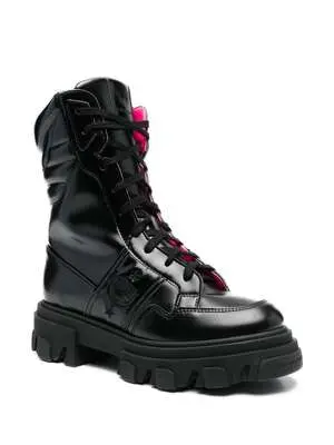 CHIARA FERRAGNI Logo-embroidered Combat Boots