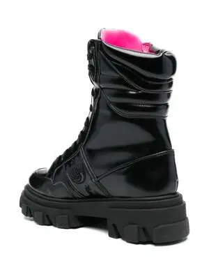 CHIARA FERRAGNI Logo-embroidered Combat Boots