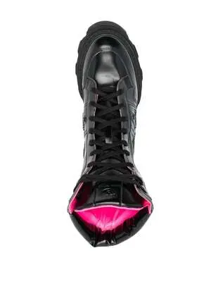 CHIARA FERRAGNI Logo-embroidered Combat Boots