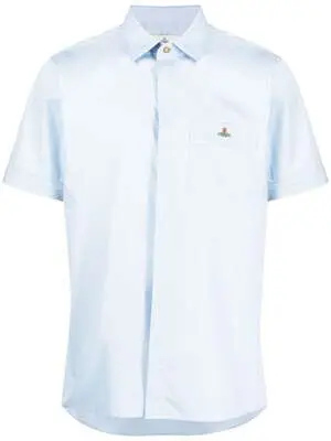 VIVIENNE WESTWOOD Embroidered Orb Short Sleeve Shirt - Blue