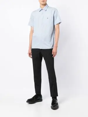 VIVIENNE WESTWOOD Embroidered Orb Short Sleeve Shirt - Blue