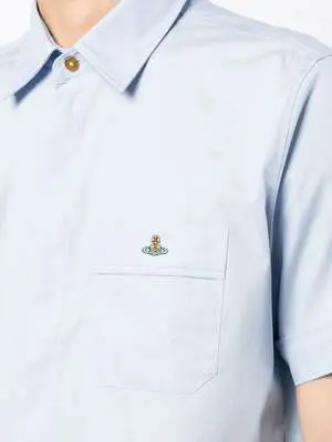 VIVIENNE WESTWOOD Embroidered Orb Short Sleeve Shirt - Blue