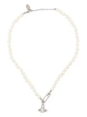 VIVIENNE WESTWOOD Orb Safety-pin Pearl Necklace