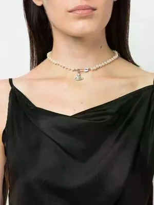VIVIENNE WESTWOOD Orb Safety-pin Pearl Necklace