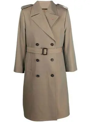 MAISON MARGIELA Double-breasted Wool Trench Coat - Green