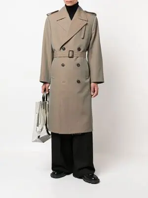 MAISON MARGIELA Double-breasted Wool Trench Coat - Green