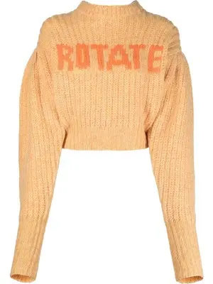 ROTATE BY BIRGER CHRISTENSEN Logo-print Chunky-knit Jumper - Orange