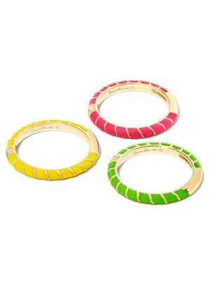 Yvonne Léon Set Of Three Diamond And Enamel Rings