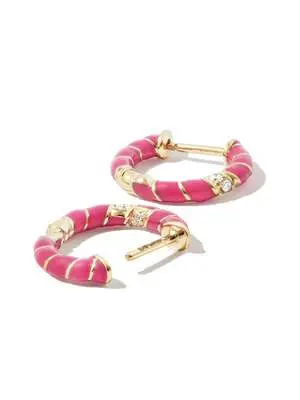 Yvonne Léon 9kt Yellow Twist Enamel Hoop Earrings