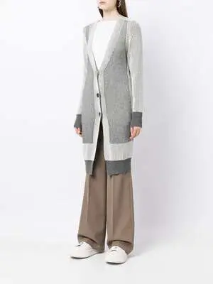 Lorena Antoniazzi Colour-block Ribbed Knit Cardigan-coat