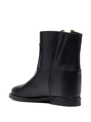 VIA ROMA 15 Calf Leather Logo Plaque Inner-wedge-heel Ankle Boots