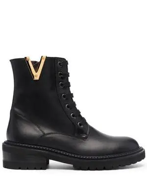 VIA ROMA 15 Logo Hardware Leather Boots