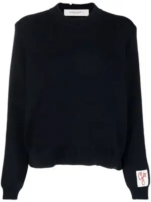 GOLDEN GOOSE Distressed Long-sleeved Jumper - Blue