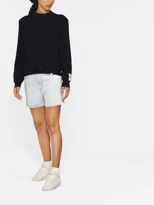 GOLDEN GOOSE Distressed Long-sleeved Jumper - Blue