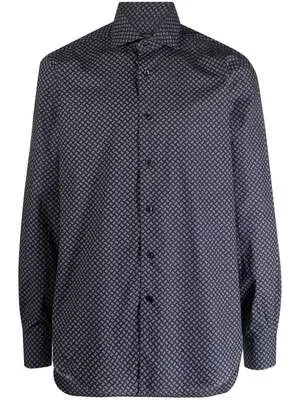 BARBA NAPOLI Geometric Micro-pattern Shirt