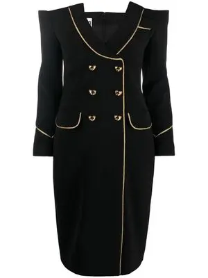 Moschino Teddy Bear-buttoned Off-shoulder Dress