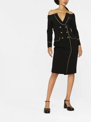 Moschino Teddy Bear-buttoned Off-shoulder Dress