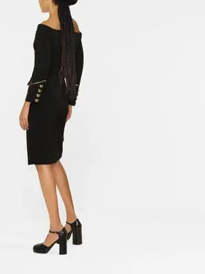 Moschino Teddy Bear-buttoned Off-shoulder Dress