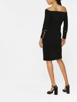 Moschino Teddy Bear-buttoned Off-shoulder Dress
