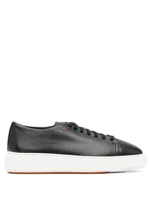 Santoni Leather Low-top Sneakers - Black