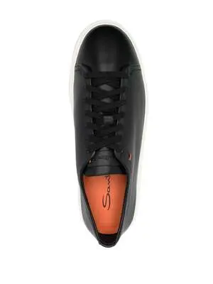 Santoni Leather Low-top Sneakers - Black