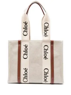 Chloé Woody Logo-print Tote - Neutrals