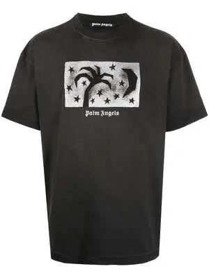 Palm Angels Graphic-print Crew-neck T-shirt - Black