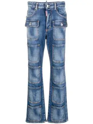 Dsquared2 Multi-pocket High-waisted Wide Leg Jeans