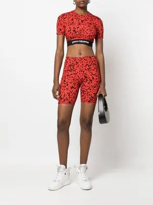 Rabanne Paint-splatter Print Cropped Top - Red