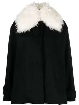 Stella McCartney Faux-fur Collar Wool Coat - Black
