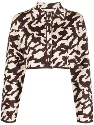 Nanushka Animal-print Cropped Jacket - Neutrals