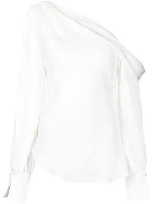 Simkhai Alice Satin-finish One-shoulder Blouse - White