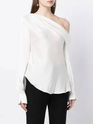 Simkhai Alice Satin-finish One-shoulder Blouse - White