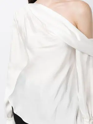 Simkhai Alice Satin-finish One-shoulder Blouse - White