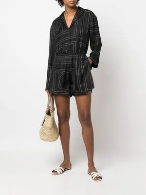 TOTEME Geometric-print Silk Shorts - Black