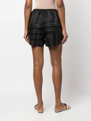 TOTEME Geometric-print Silk Shorts - Black