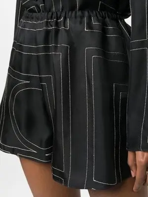 TOTEME Geometric-print Silk Shorts - Black
