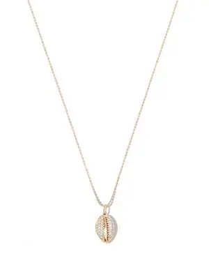 SYDNEY EVAN 14kt Yellow Diamond Cowrie Shell Pendant Necklace - Gold