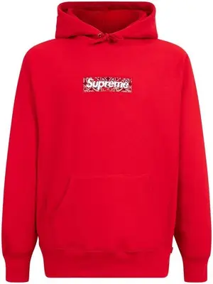 Supreme Bandana Box Logo Drawstring Hoodie - Red | Editorialist