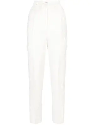 Dolce & Gabbana Floral-brocade Tailored Trousers - White