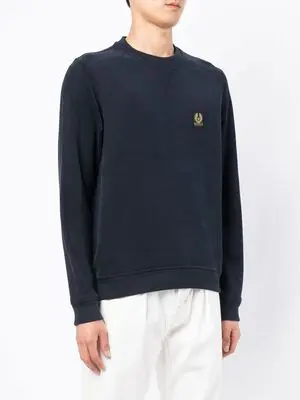 Belstaff Logo-patch Cotton Sweatshirt - Blue