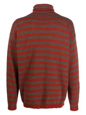 LARDINI Striped Roll Neck Sweater - Red