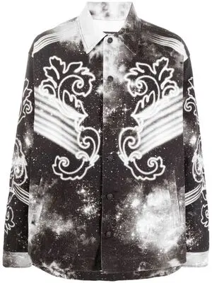 Versace Space Couture-print Long-sleeved Shirt - Black