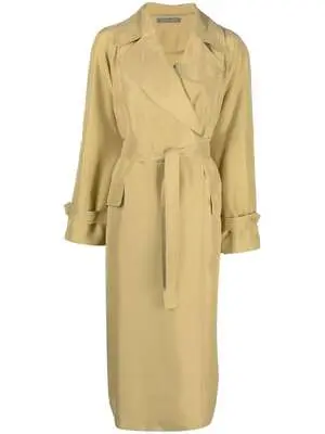 Alberta Ferretti Wrap-over Silk Trench Coat - Neutrals