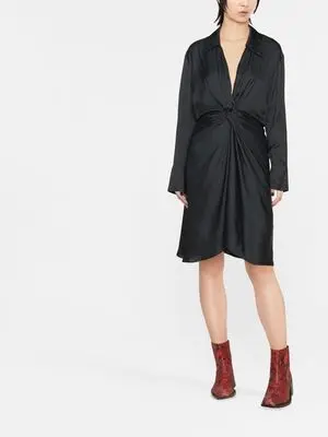 Zadig&Voltaire Rozo Twisted V-neck Midi Dress - Black