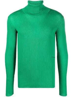 Off-White Rib-knit Roll Neck Sweater - Green