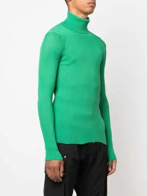 Off-White Rib-knit Roll Neck Sweater - Green