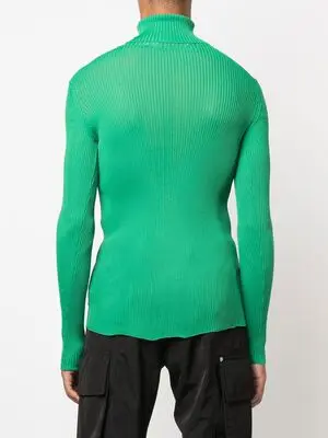 Off-White Rib-knit Roll Neck Sweater - Green